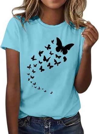 Generic Tee Shirt Femme Grande Taille D&eacute;t&eacute; Manches Courtes Basique Hauts Shirts Et&eacute; Loisirs Baggy Top De Mode Manche Courte Chemise Chic Et &Eacute;l&eacute;gant Sport Col 