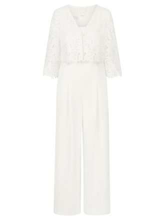 Apart Fashion APART Hochzeitsoverall mit Spitzenj&auml;ckchen mit kurzem Spitzenj&auml;ckchen, Creme, 36
