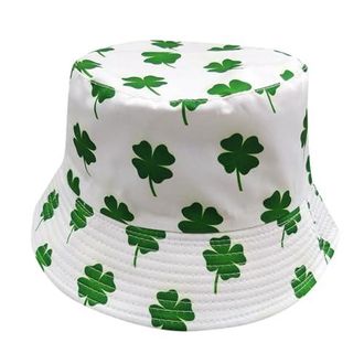 Generic Chapeau cloche r&eacute;versible pour la Saint-Patrick pour homme et femme - Double face - Motif tr&egrave;fle irlandais - Accessoires de costume, A- blanc., Taille