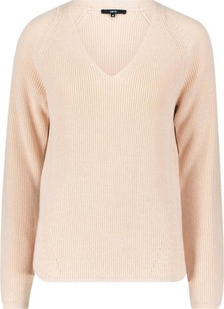 Zero Damen Strukturpullover mit V-Ausschnitt 38, Dark Cream Melange