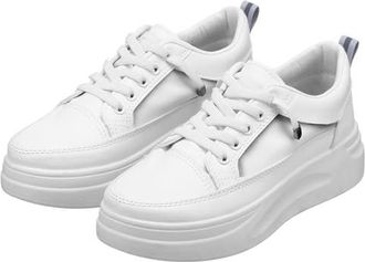 Valiclud Sneakers Femmes Blanches à Semelle Épaisse Chaussures Décontractées Confortables PU Design Élégant et