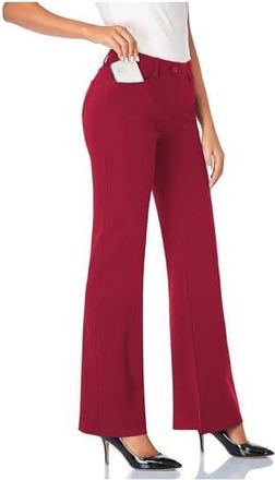 Generic Pantalon de travail extensible pour femme - Taille haute - Jambe droite sur mesure - Pantalon de bureau - Pantalon palazzo - Braguette &agrave; boutons - Pan