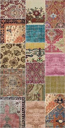 Vilber Vinyl-Teppich, Patchwork, Flur, Küche, Wohnzimmer, Haus, Mehrfarbig, Verschiedene Größen, 40x78 cm, Sharif 01