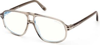 Tom Ford unisex, Accessoires, Gris, Taille: 57 MM Blue Block Navigator Opticals