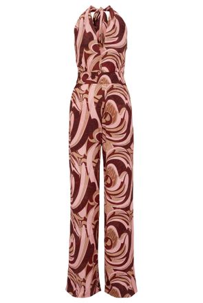 HUGO BOSS Damen Kalant Regular-Fit Jumpsuit mit Bindekragen und Print der Saison Gemustert 34
