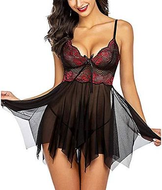 Generic 2026 Soutiens-gorge pour femmes soutien-gorge culotte lingerie sous-v&ecirc;tements sangle et maille dentelle sexy femme, Rouge, XXL