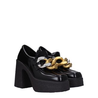 Stella McCartney Womens Black Leather Platform Loafers