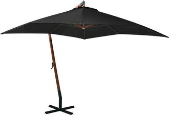 vidaXL Parasol de jardin suspendu avec m&acirc;t noir bois de sapin massif vidaXL