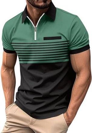 Generic Polo Homme Printemps &Eacute;t&eacute; Respirant Manches Courtes T-Shirt Uni Bouton Bottom Shirt, vert, XXL