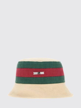 Gucci Chapeau bob en toile de coton &agrave; rayures avec d&eacute;tail Web