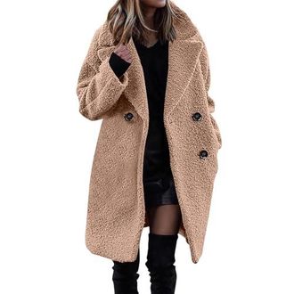 Generic Manteau Femme Hiver Grande Taille Court Veste Chaude Trench Coat Laine Cape Long Chic Et Elegant Chaud Automne Manteaux Imperméables Marron Blouson Du