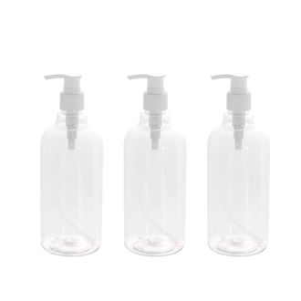 Angoily 3 St&uuml;ck Nachf&uuml;llbare 500 ml Fl&uuml;ssigseifen Spender aus Langlebigem Material mit Pumpe Transparent und Wei&szlig; f&uuml;r Shampoo Duschgel und &Auml;therische &Ouml;le