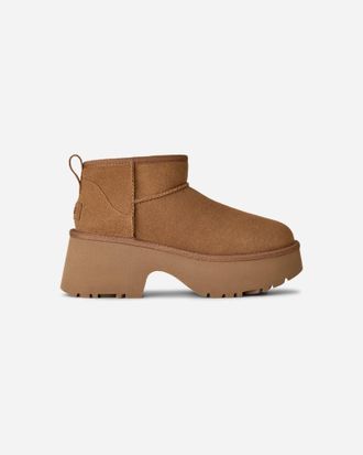 UGG Classic Ultra Mini New Heights Boot f&uuml;r Damen in Brown, Gr&ouml;&szlig;e Wildleder