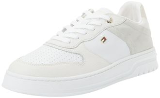 Tommy Hilfiger Damen Th Sporty Cupsole Tumbled Ltr Fw0Fw09024 Low Top, White (White/Light Grey), 40 EU