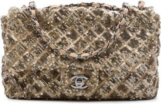 Chanel Sac bandouli&egrave;re matelass&eacute; doccasion orn&eacute; de sequins - Femme - Pre-owned - Beige - Taille: ONE Size