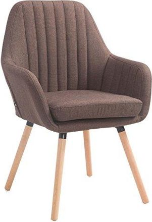 Clp Chaise De Salle A Manger Florian en Tissu I Si&egrave;ge Rembourr&eacute;s I Chaise Visiteur avec Design Retro Et Accoudoirs Pieds en Bois, Couleur:Marron, Couleur 