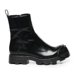 Diesel Schwarze Lederstiefel mit Rei&szlig;verschluss und runder Spitze - - Shoes - Herren - Schwarzk - 45 EU