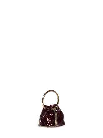 Jimmy Choo London Womens Handbag Micro Bon Bordeaux Polyester Bag