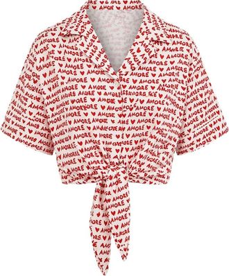 Alessandro Enriquez Femme, Blouses et Chemises, Multicolore, Taille: 42 FR Camica stampa love all over