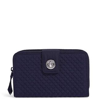 Vera Bradley Polyester RFID Turnlock Wallet, Portefeuille Femme, Bleu Marine véritable, Taille Unique