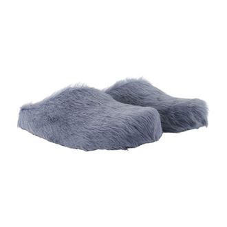 Marni Mens Fussbett Sabot Slipper Blue Calfskin