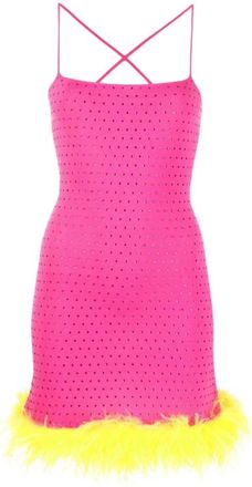 Chiara Ferragni Kleid mit Strau&szlig;enfedern - - Dresses - Damen - Rosa - S