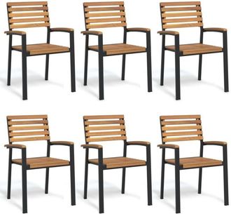 vidaXL Chaises de jardin empilables lot de 6 bois dacacia et m&eacute;tal vidaXL