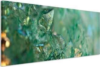 Paul Sinus Art Panorama Fotoleinwand 120x40cm Naturfotografie - Funkelnde grüne Kristalle auf Leinwand exklusives Wandbild moderne Fotografie für ihre Wand in vielen