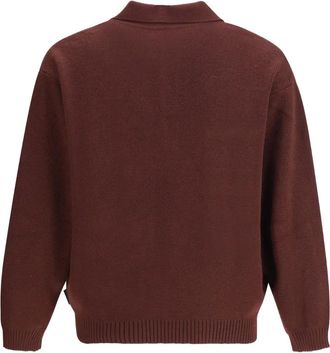 GR10K button-fastening striped-detail polo shirt - Rouge