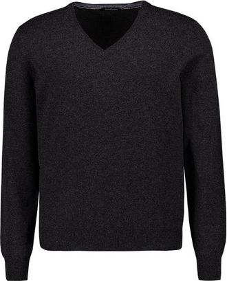 Gran Sasso Herren V-Pullover grau unifarben