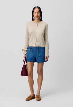 Claudie Pierlot Cardigan laine boutonn&eacute; broderie CP