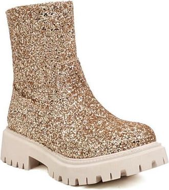 Generic Bottines tendance à paillettes pour femme - Bout rond - Semelle à crampons - Semelle épaisse - Fermeture éclair latérale - Chaussures décontractées, d