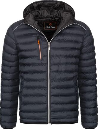 Rock Creek Herren Steppjacke Übergangsjacke Leicht Herrenjacke Männer Jacken Stepp Jacken mit Kapuze Daunenjacke Thremojacke H-317 Dunkelgrau 2XL