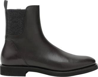 Brunello Cucinelli Femme, Chaussures, Brun, Taille: 41 EU Chelsea Bottes en cuir de veau mat