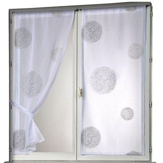 HOME MAISON Homemaison HM698127500060 Vorhang, Bestickt mit Kreisen, 60 x 160 cm, Wei&szlig;