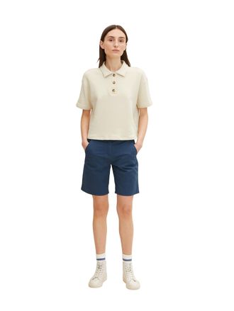 Tom Tailor Damen Chino Bermuda Shorts mit Gürtel 1031285, 11758 - Midnight Sail, 32