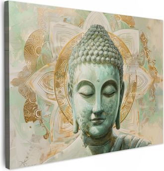 MuchoWow © Leinwandbilder 40x30 cm Wall Art Decoration Bilder für die Wand Schlafzimmer Deko Canvas Painting Wanddekoration Wohnzimmer Buddha - Zen - Blume - M