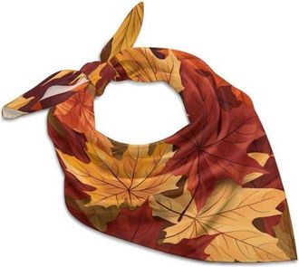 Generic Écharpe carrée en soie légère et colorée avec feuilles dérable pour cheveux, foulard respirant, cadeau pour homme et femme, multicolore, 60x60cm