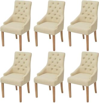 vidaXL Chaises à manger lot de 6 crème tissu vidaXL