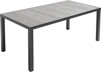 Oviala Table de Jardin Plateau en c&eacute;ramique Effet b&eacute;ton - Tivoli