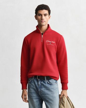 GANT Herren 1949 Graphic Sweatshirt mit Rei&szlig;verschlusskragen (XXXL) RUBY Rot