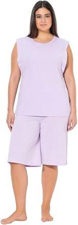 Ulla Popken Femme Grandes Tailles Pyjama Deux pièces. Short, Jambe Large. Débardeur, Encolure Ronde Lavande Tendre 58+ 838043800-58+