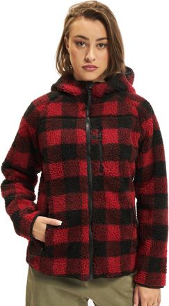 Brandit TEDDYFLEECE JACKE MIT KAPUZE DAMEN WINTERJACKE JAGD OUTDOOR FLEECEJACKE, Größe:XS, Farbe:Rot-Schwarz