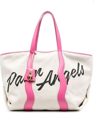 Palm Angels Shopper & Totes - Canvas Tote Bag With Contrast Logo Print - Gr. unisize - in Weiß - für Damen