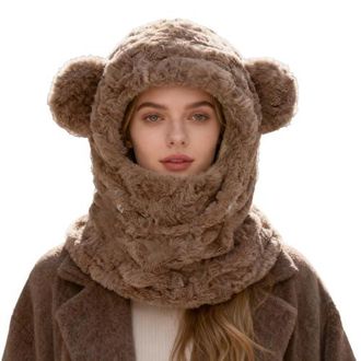 Generic Bonnet pour femme | Bonnet coupe-vent r&eacute;glable avec oreilles dours | Couvre-visage, &eacute;charpe en coton &eacute;pais et chaud pour lhiver | Protection ext&eacute;rieur