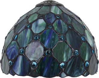 Generic Tiffany Lampenschirm Ersatz für Tischlampe, Pendelleuchte, Deckenlampe, Schreibtischlampe, 20 cm Breiter Buntglas-Lampenschirm mit Bernsteinperlen (Gr