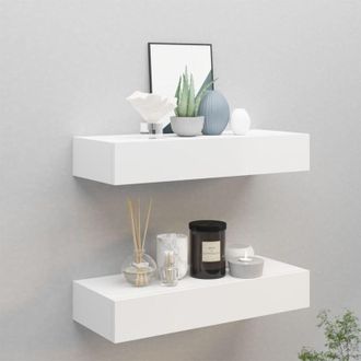 vidaXL Vidaxl - tag&egrave;res &agrave; tiroirs murales 2 pcs Blanc 60x23,5x10 cm mdf