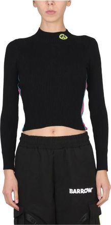 Barrow Barrow, Femme, Tops, Multicolore, Taille: 42 FR Haut court c&ocirc;tel&eacute; &agrave; col montant avec d&eacute;tail de rayures lat&eacute;rales