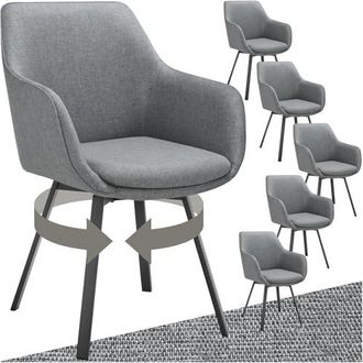 TecTake Lot de 6 Chaise pivotante de Salle &agrave; Manger Moderne Fauteuil salon Chaise Ergonomique Rembourr&eacute;e Confortable Chaise Design Meuble salon pour Salle &agrave; m