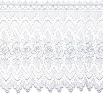 Plauener Spitze by Modespitze, Store Bistro Gardine Scheibengardine mit Stangendurchzug, hochwertige Stickerei, Höhe 60 cm, Breite 176 cm, Weiß